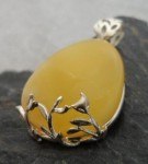Sterling Silver Butter Amber Pendant - Double Dragon Jewelry Ltd