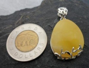 Sterling Silver Butter Amber Pendant - Double Dragon Jewelry Ltd